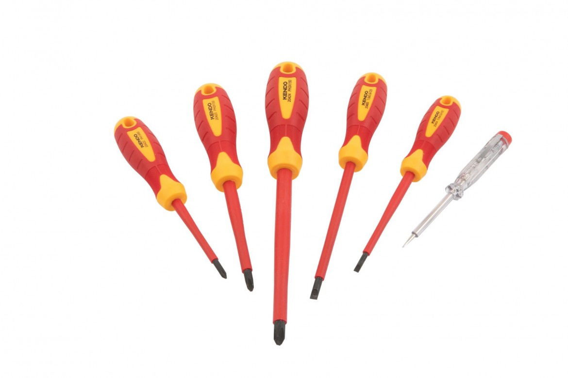 Kendo KE20483 Set Van 5 VDE Schroevendraaiers + 1 Spanningstester ...