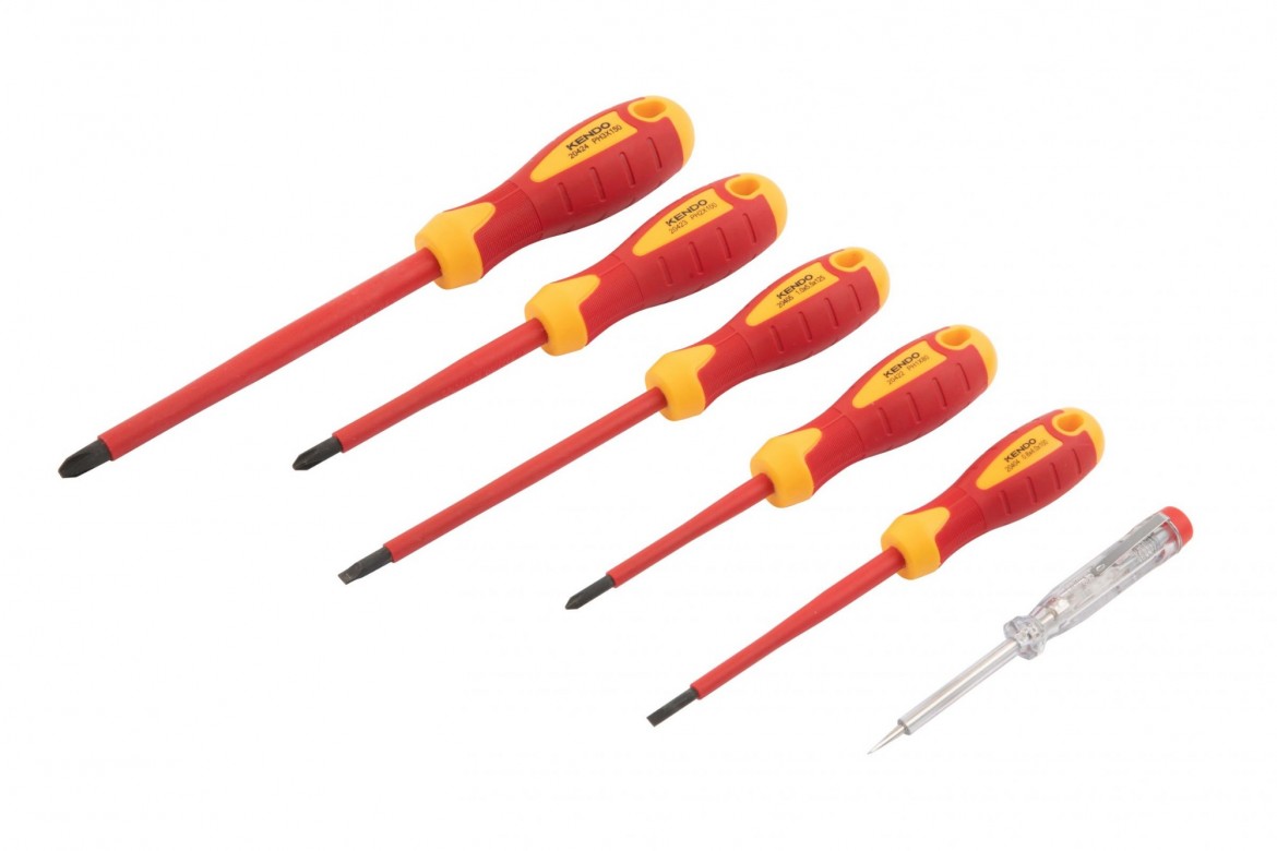 Kendo KE20483 Set Van 5 VDE Schroevendraaiers + 1 Spanningstester ...